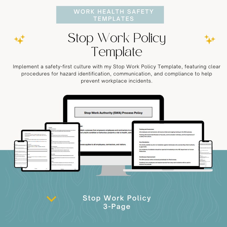 Stop Work Policy Template: Safety & Hazard Procedures (digital Download ...