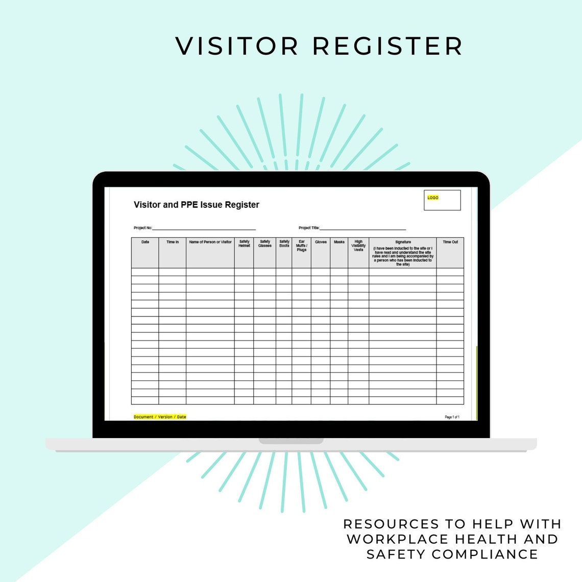 Visitor Register | Workplace Attendance | Instant Download | Printable ...