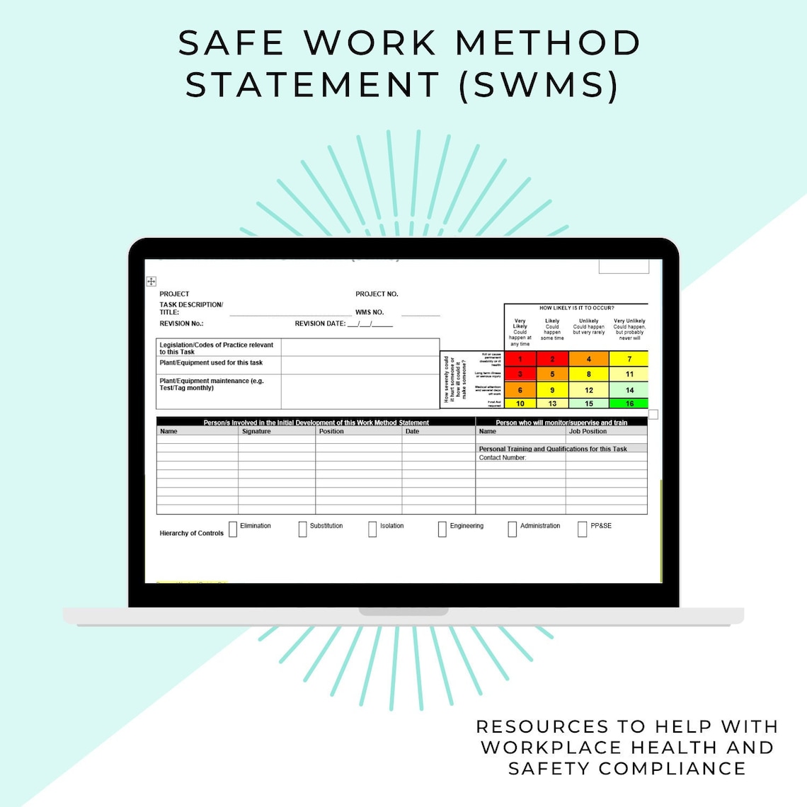 Work Method Statement | SWMS | Health and Safety | Risk Assessment ...