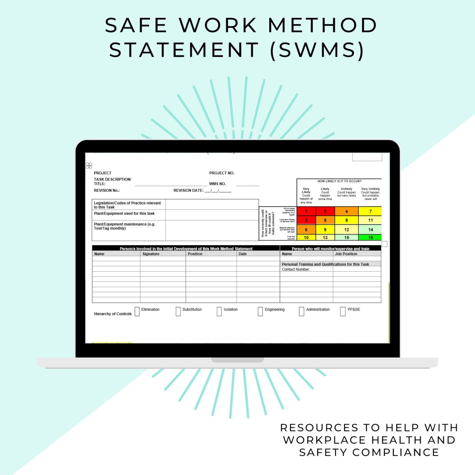 Work Method Statement | SWMS | Health and Safety | Risk Assessment ...