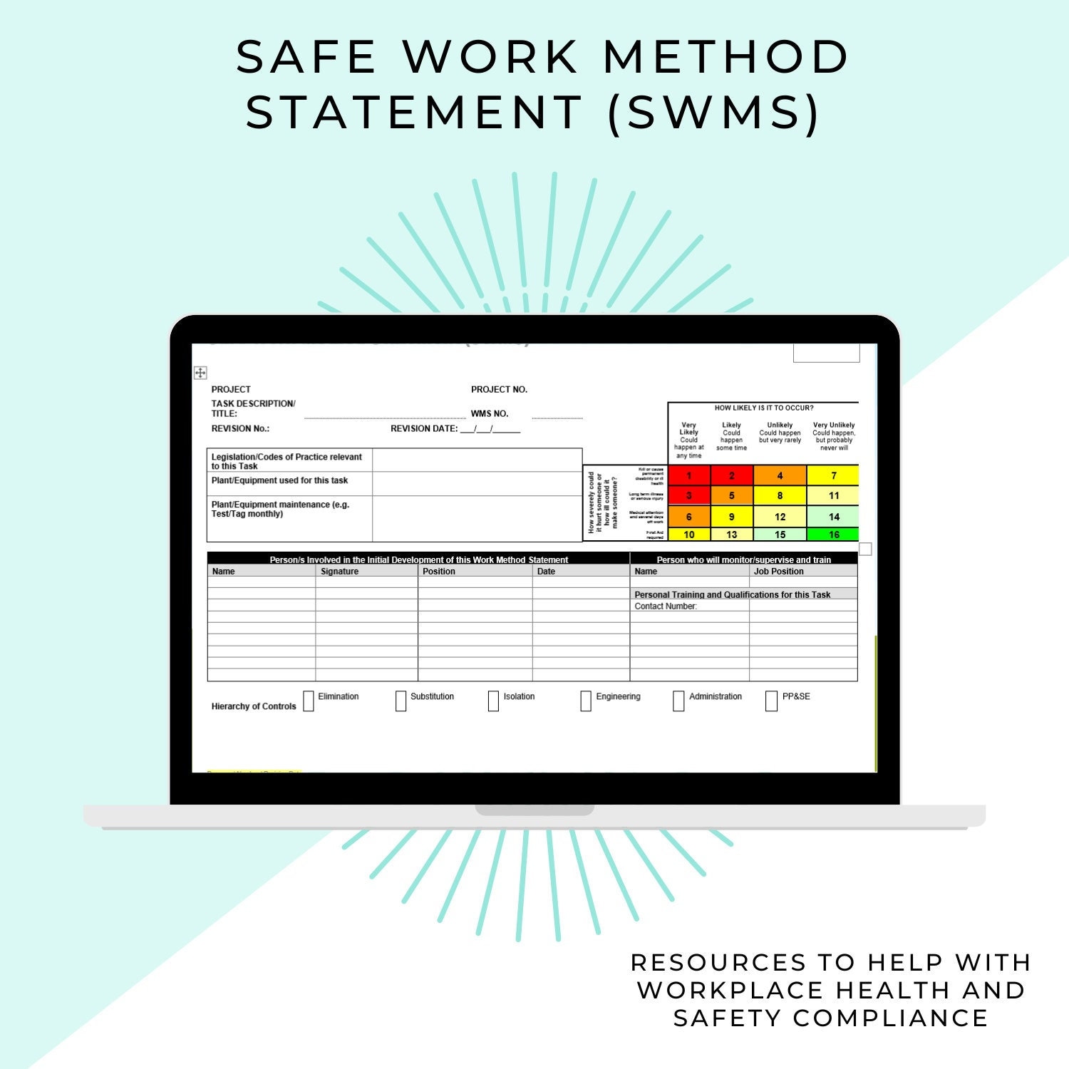 Digital Safe Work Method Statement Template (SWMS) (PDF) - Etsy