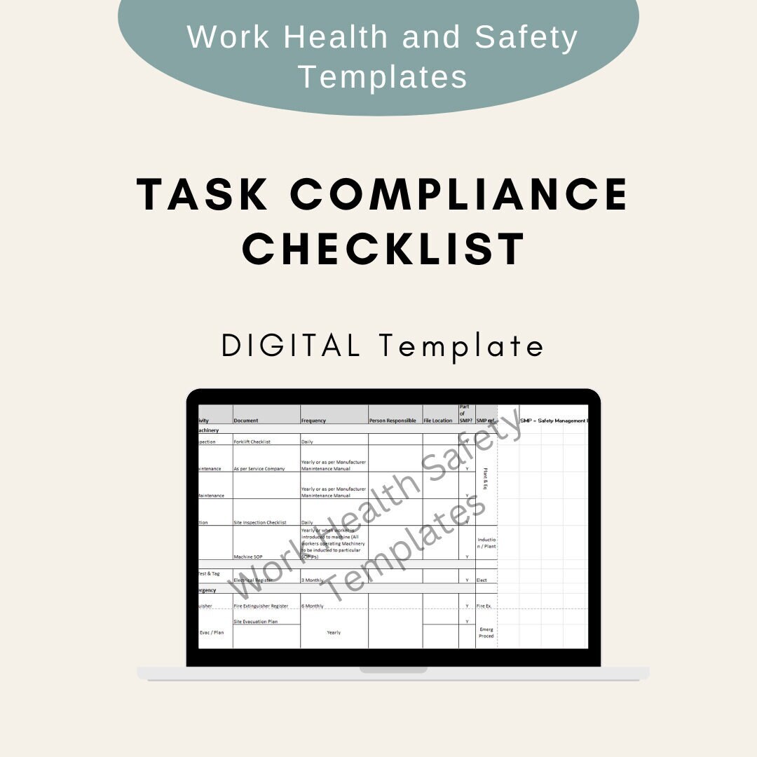 Task Compliance Checklist Excel Template | Workplace | Site ...