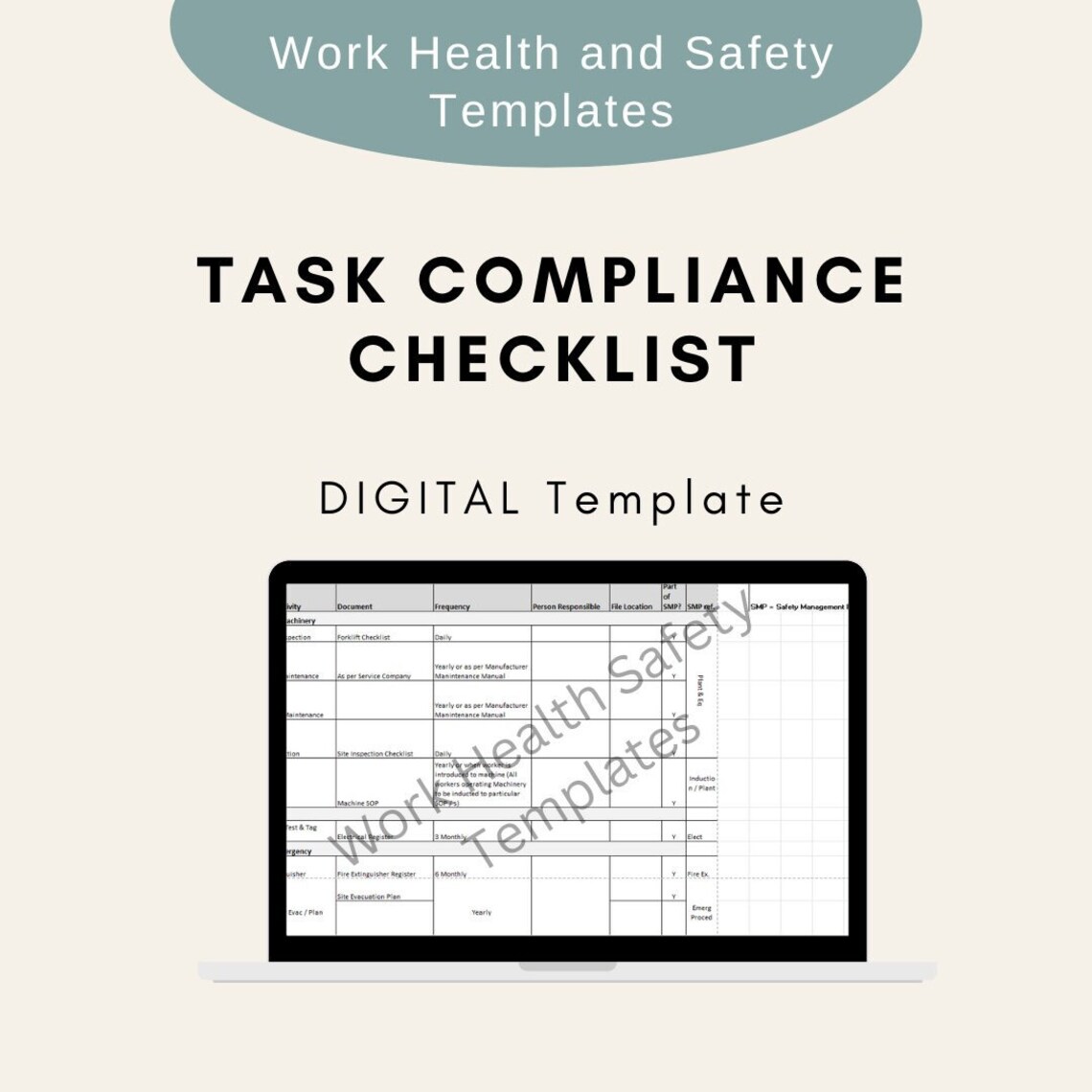 Task Compliance Checklist Excel Template | Workplace | Site ...