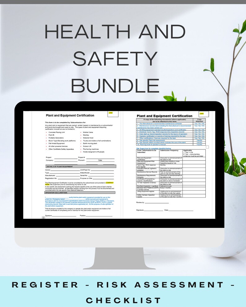 Plant & Equipment Safety Template Bundle: Risk Assessment, MSDS ...