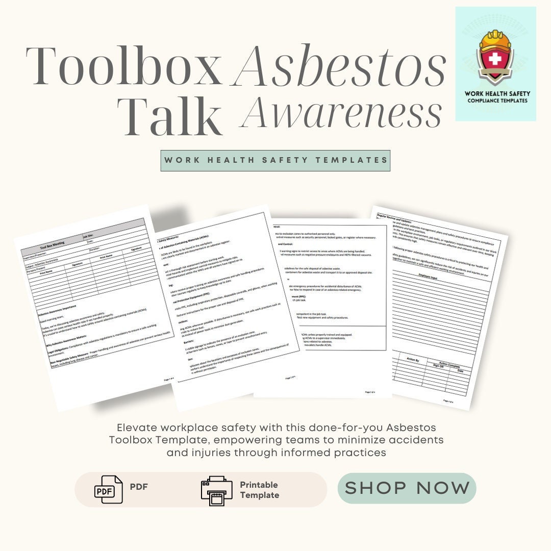 Asbestos Complete Digital Toolbox Talk Template Construction Workplace ...