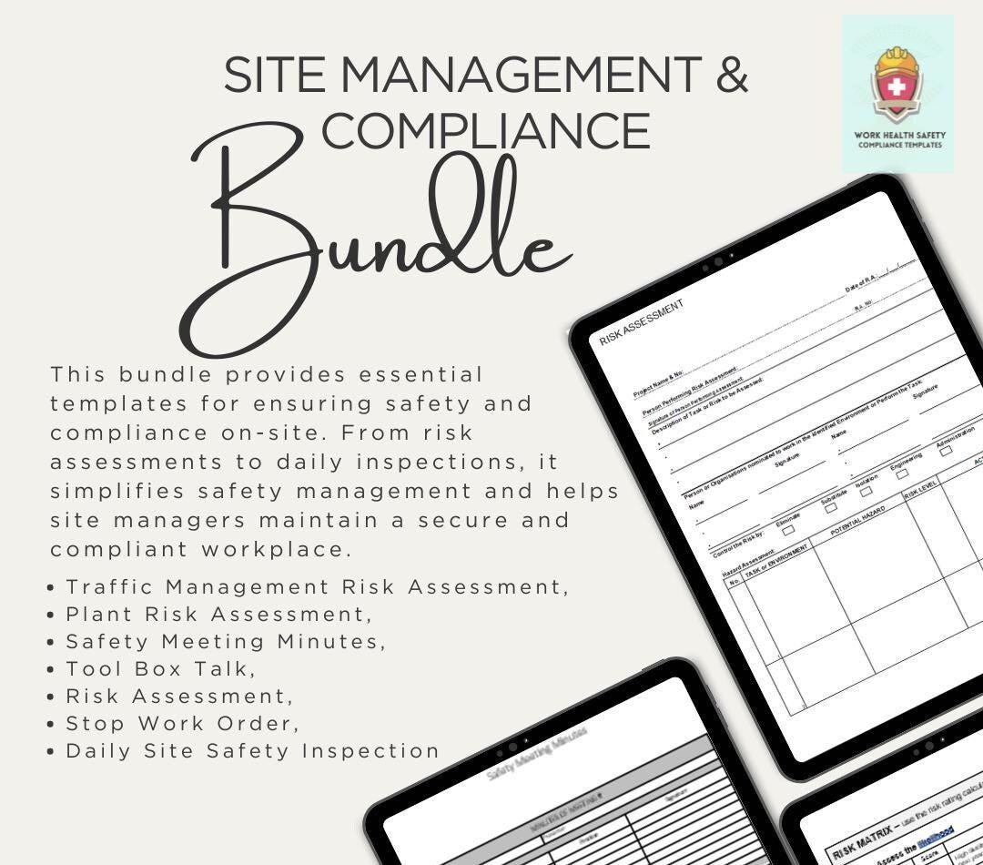 Site Management Compliance Template Bundle | Risk Assessment | Traffic ...