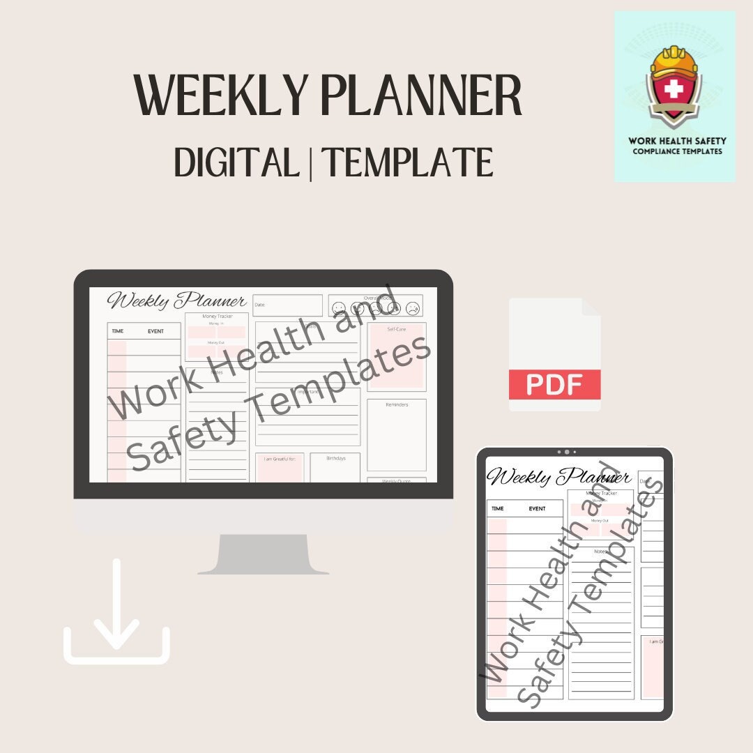 Weekly Digital Planner Template | Organisation | Productivity ...