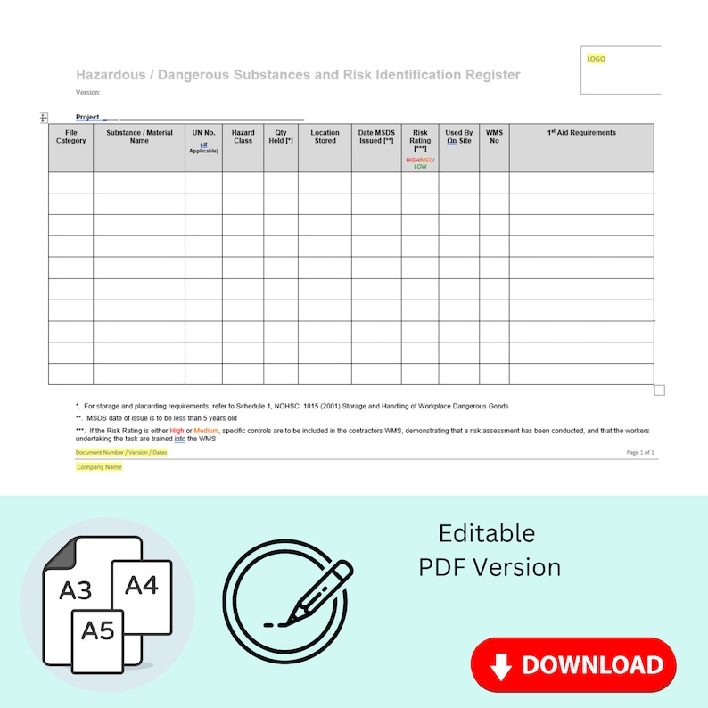 MSDS | Hazardous Material Register | Workplace Health and Safety ...