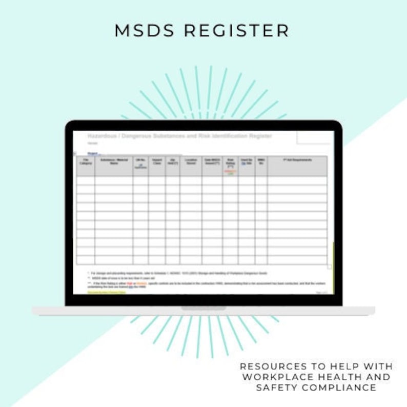 MSDS Register Template: Workplace Safety, Hazardous Material (PDF ...