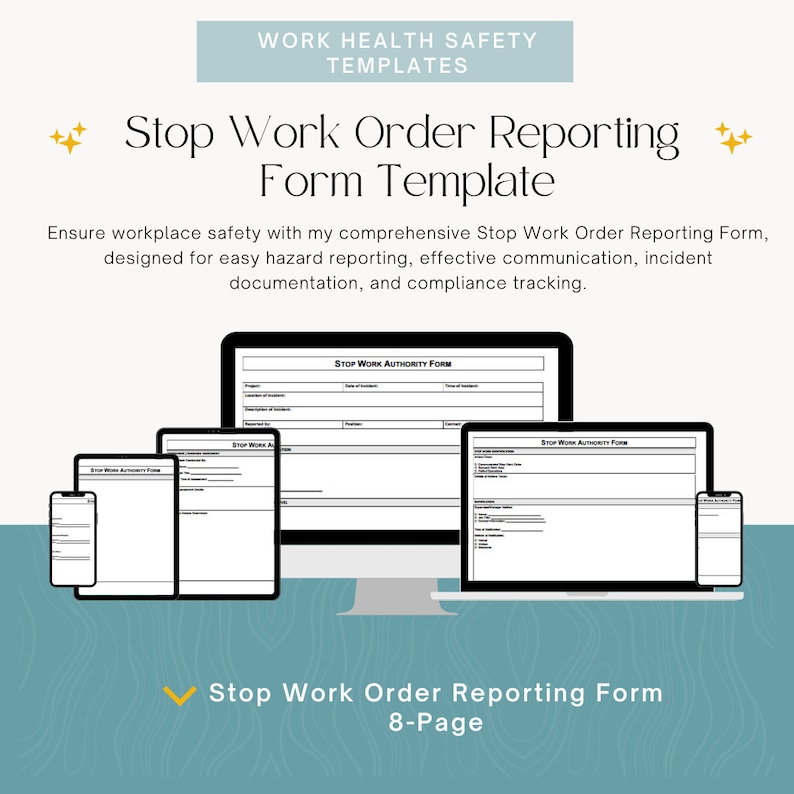 Stop Work Order Reporting Form Template | Workplace | Hazard | Training ...