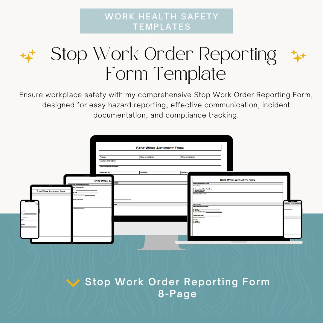 Stop Work Order Reporting Form Template | Workplace | Hazard | Training ...