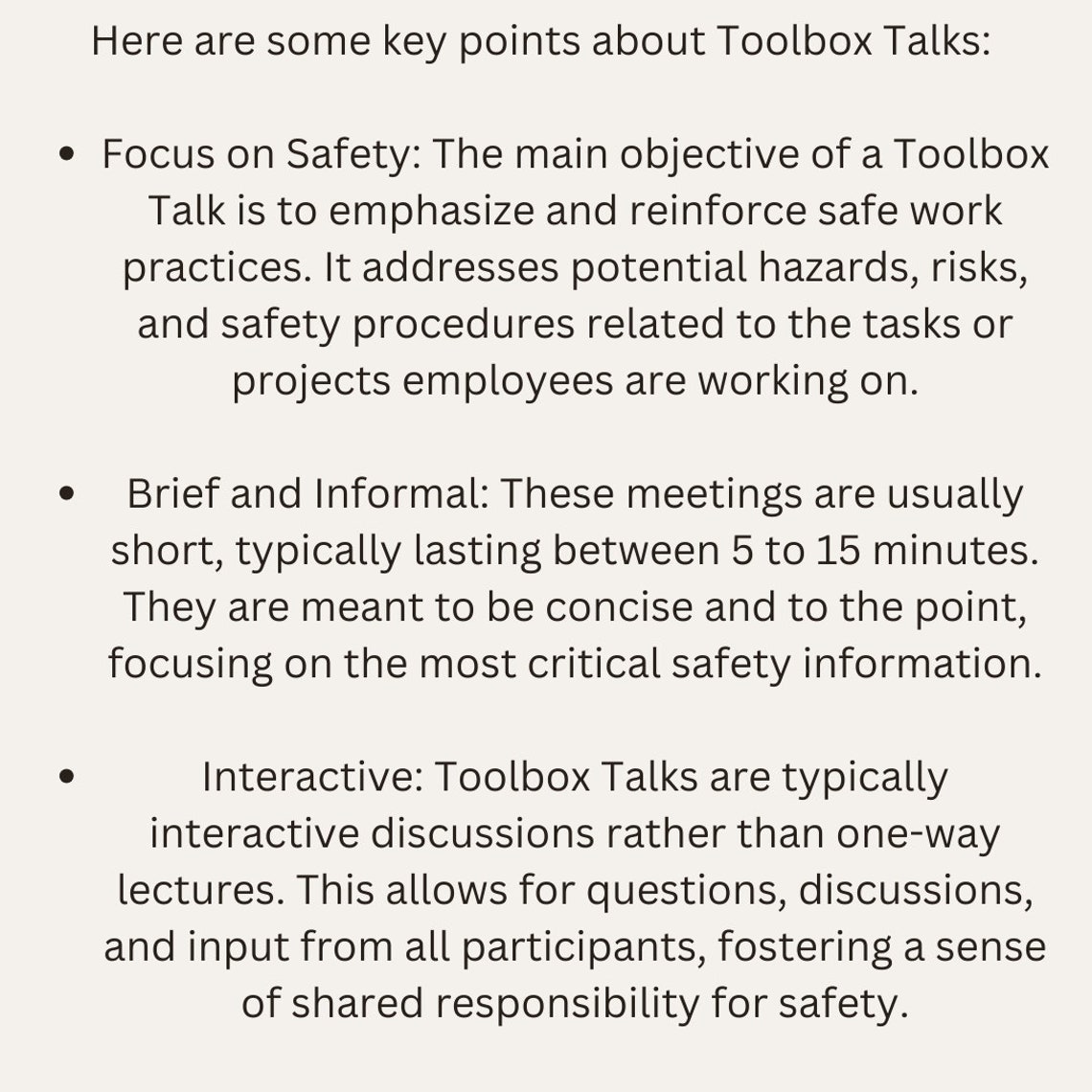 Toolbox Talk Template for Workplace Health and Safety Compliance ...
