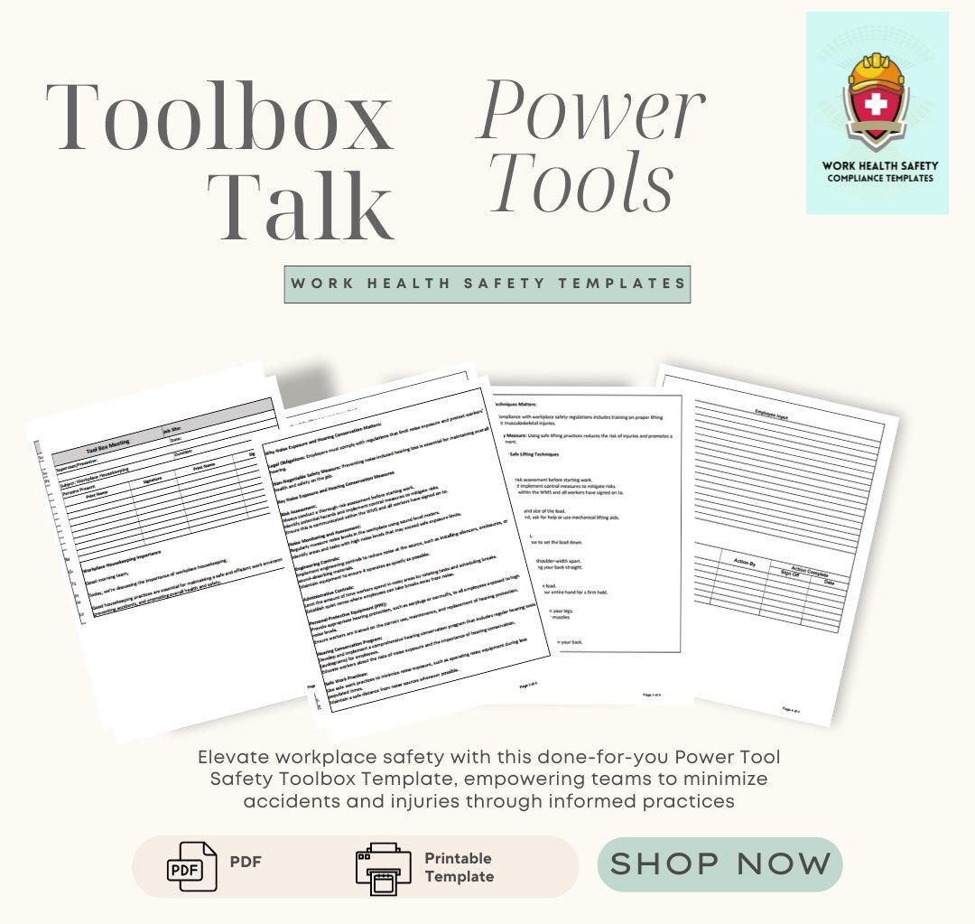 Toolbox Talk Template for Power Tool Safety | Workplace Compliance ...