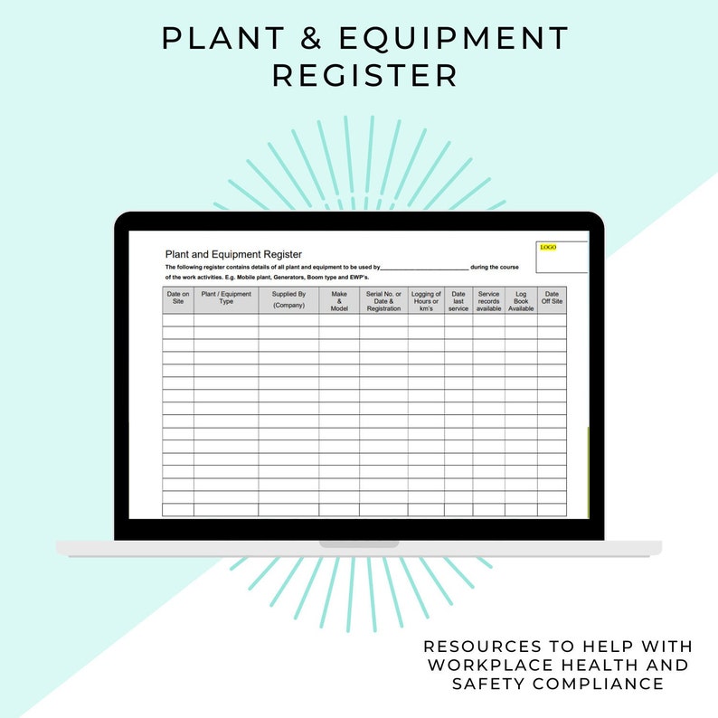 Digital Plant & Equipment Register: Workplace Safety Template (PDF) - Etsy