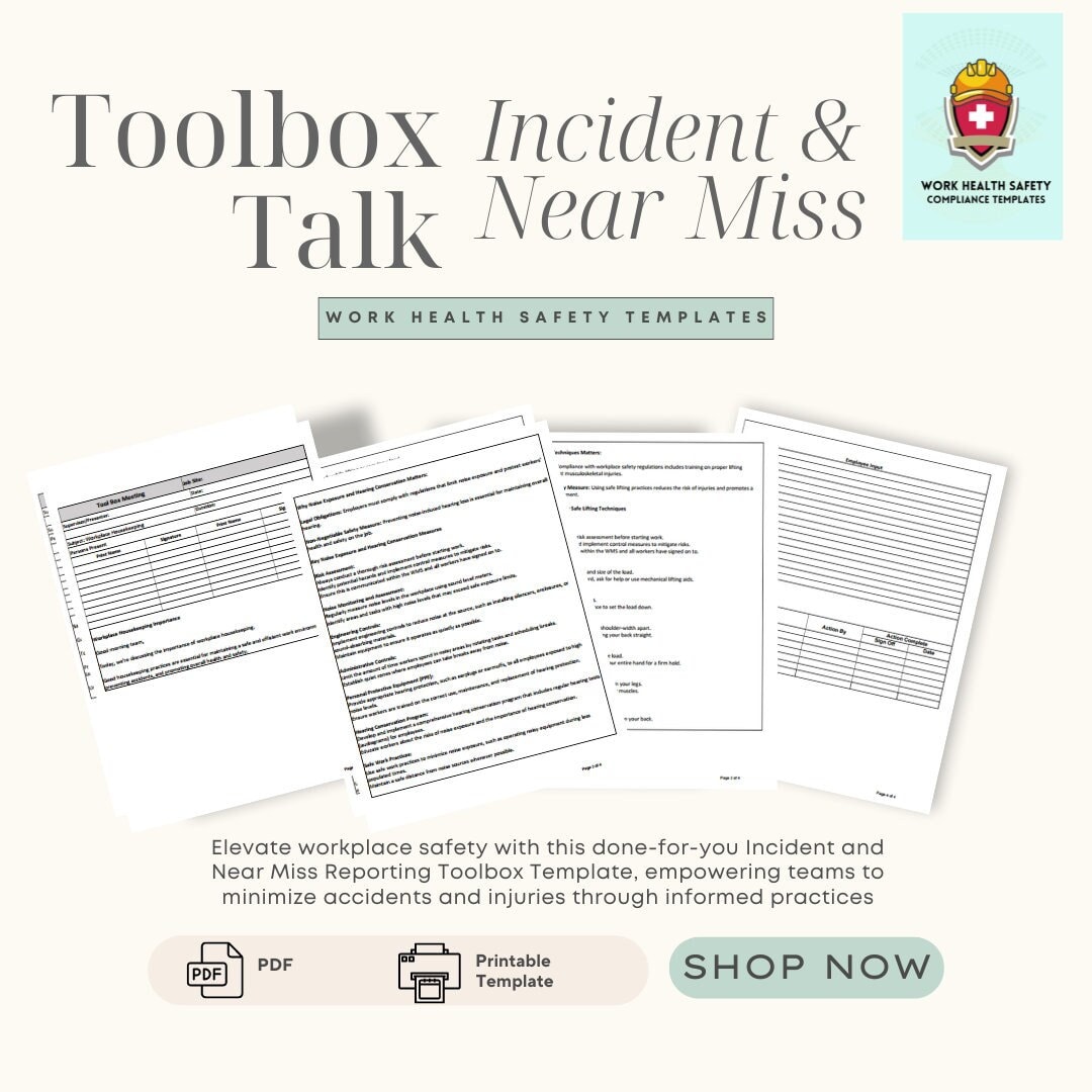 Digital Toolbox Talk Template for Incident Reporting | Safety | Workplace Compliance ...