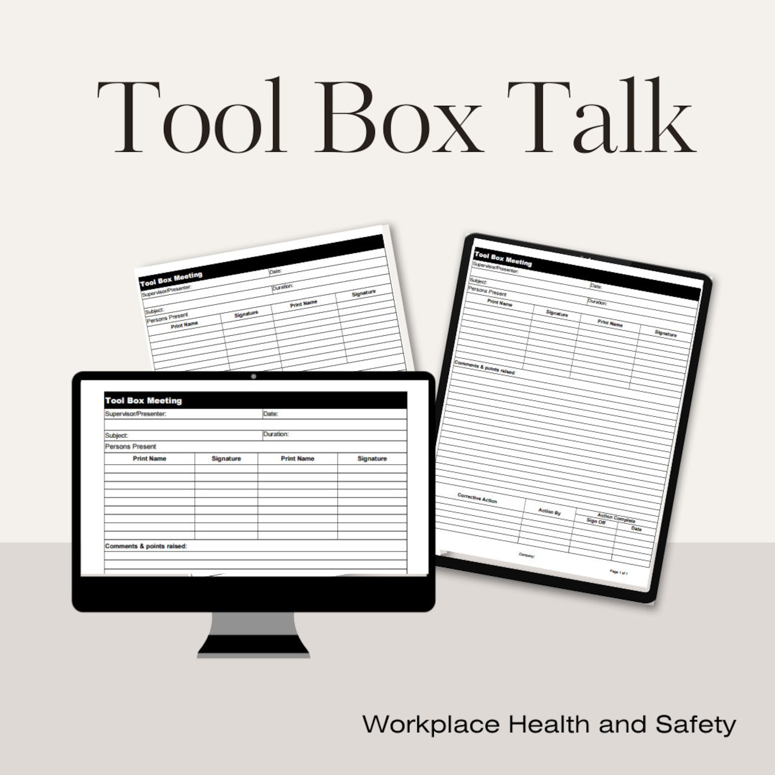 Toolbox Talk Template for Workplace Health and Safety Compliance ...