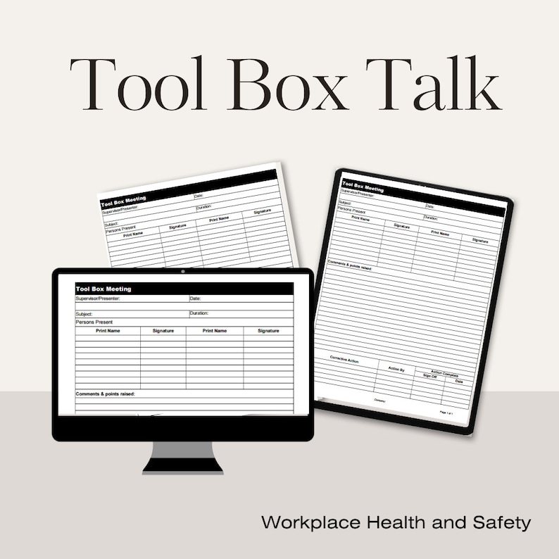 Toolbox Talk Template for Workplace Health and Safety Compliance ...