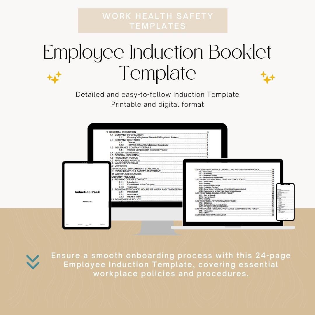 Employee Induction Booklet Template | 24-page Onboarding Document | New ...