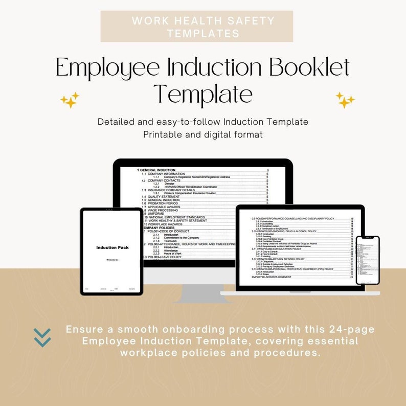 Employee Induction Booklet Template | 24-page Onboarding Document | New ...