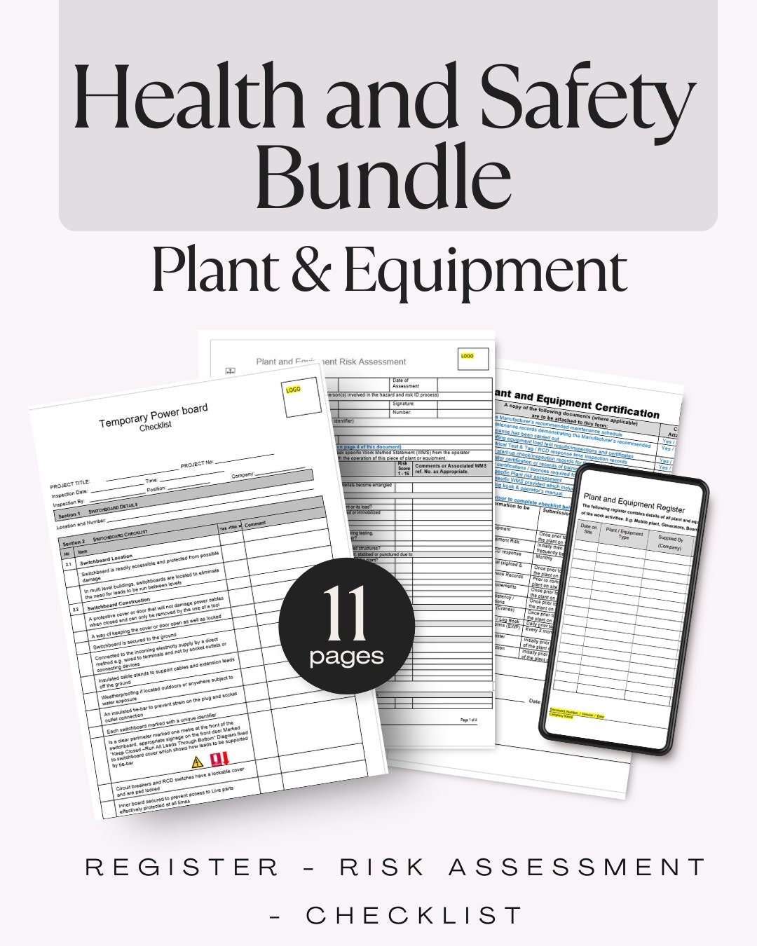 Plant & Equipment Safety Template Bundle: Risk Assessment, MSDS ...