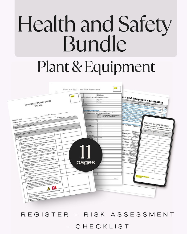 Plant & Equipment Safety Template Bundle: Risk Assessment, MSDS ...
