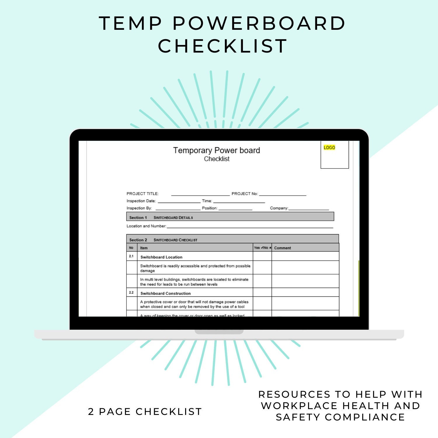 Digital Electrical Power Board Checklist Workplace Safety Compliance ...