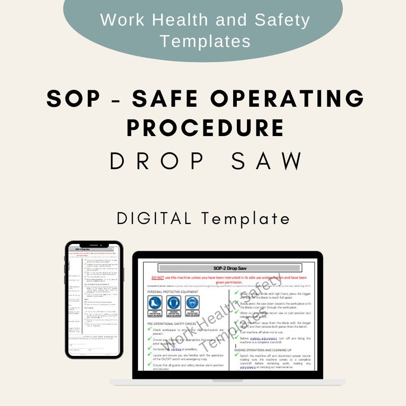 Safe Operating Procedure SOP Drop Saw Induction Health Safety Workplace ...