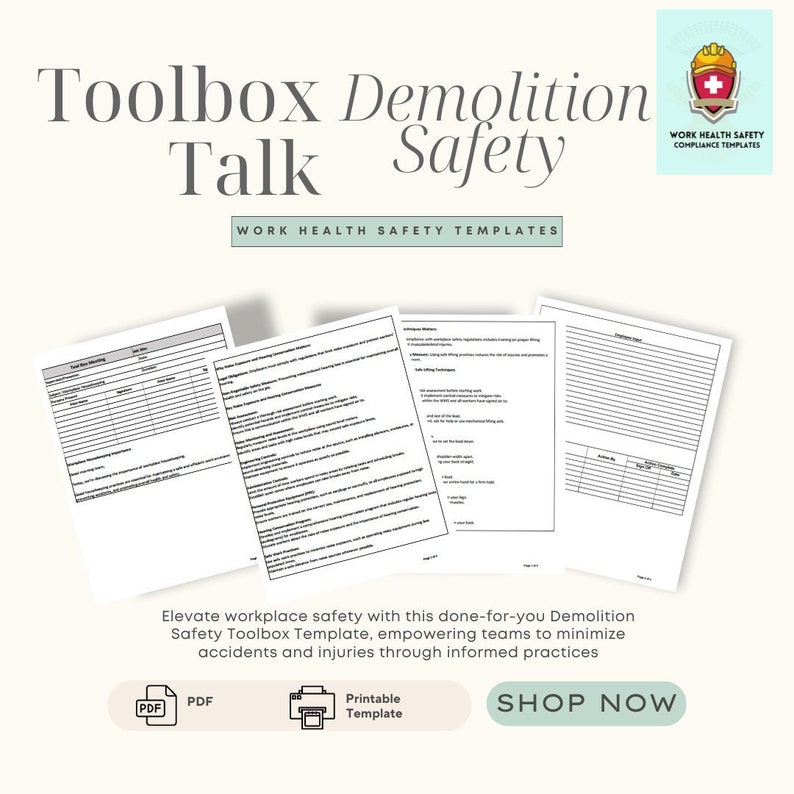 Demolition Complete Digital Toolbox Talk Template | Construction ...