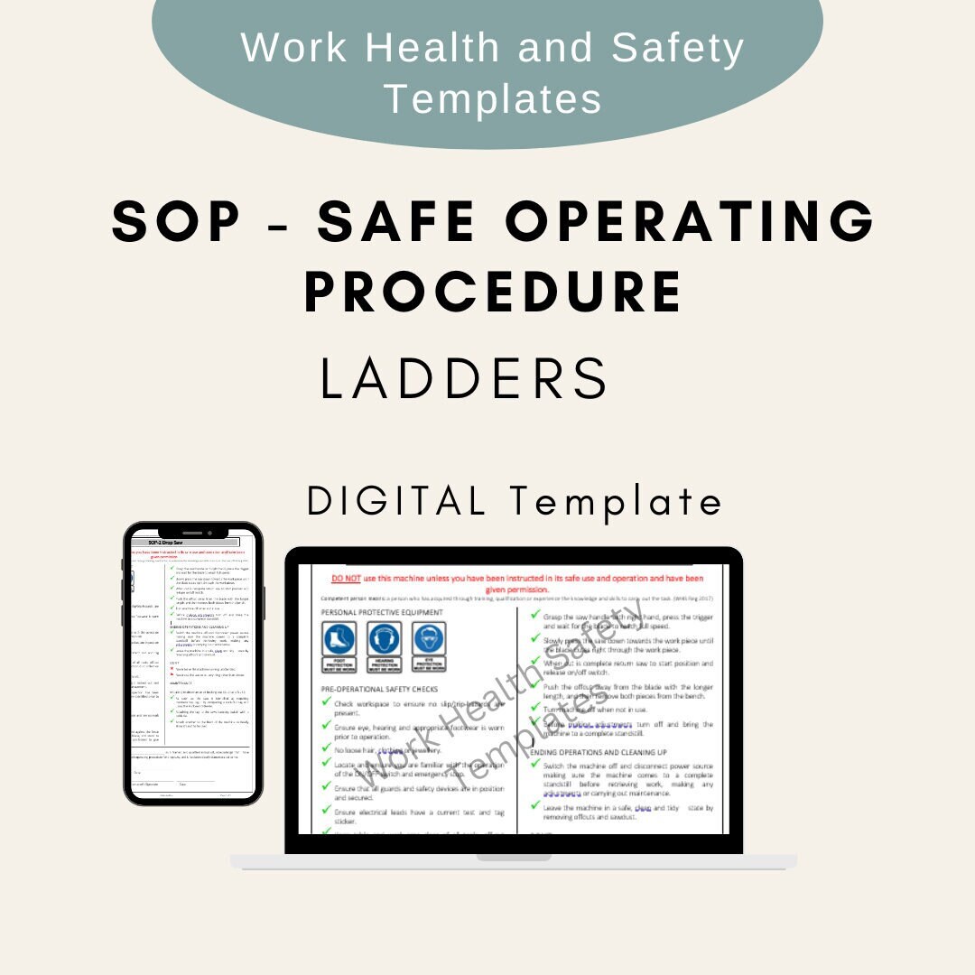Safe Operating Procedure SOP Ladders Induction Health Safety Workplace ...