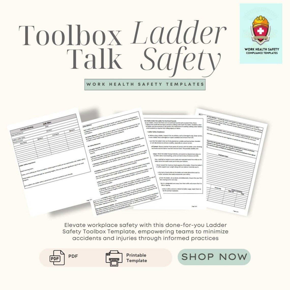 Completed Digital Toolbox Template Ladder Safety | Construction ...