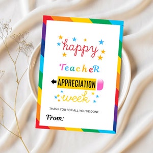 Happy Teacher Week Printable Card, Teacher Appreciation Week Thank You ...