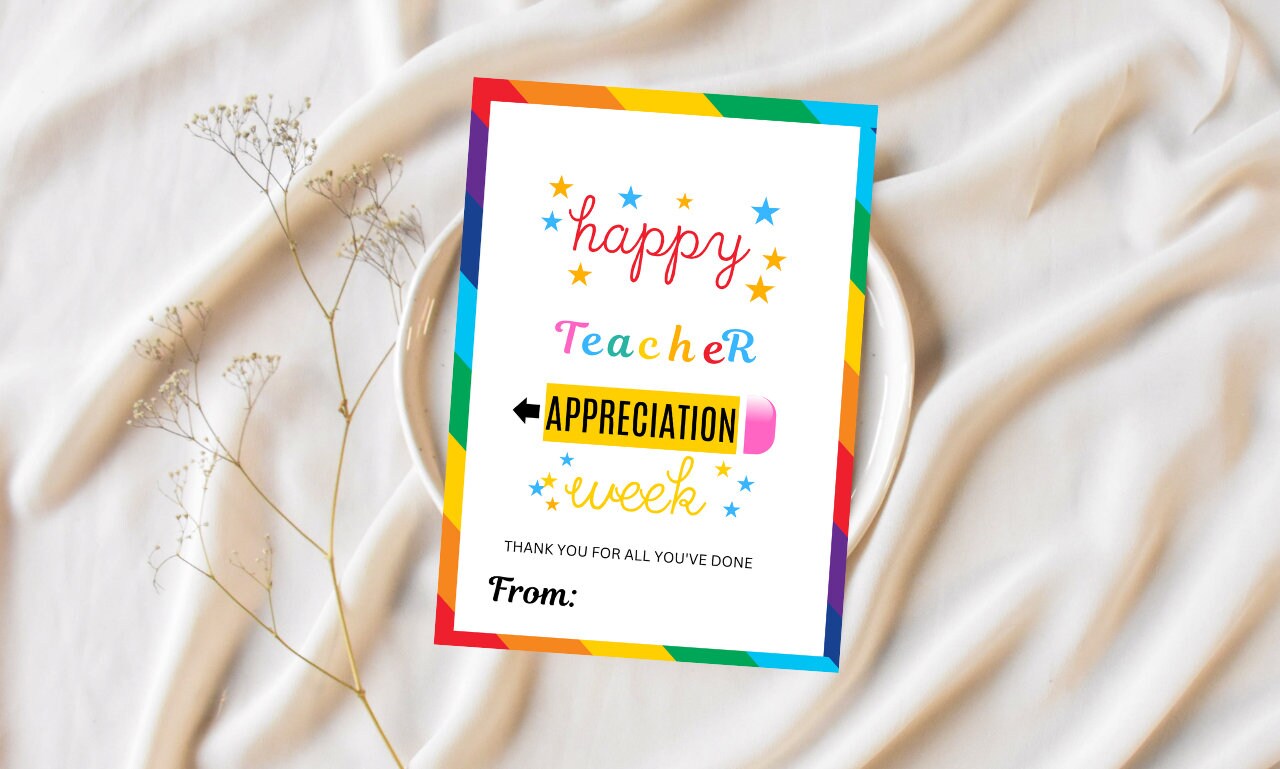 Happy Teacher Week Printable Card, Teacher Appreciation Week Thank You ...