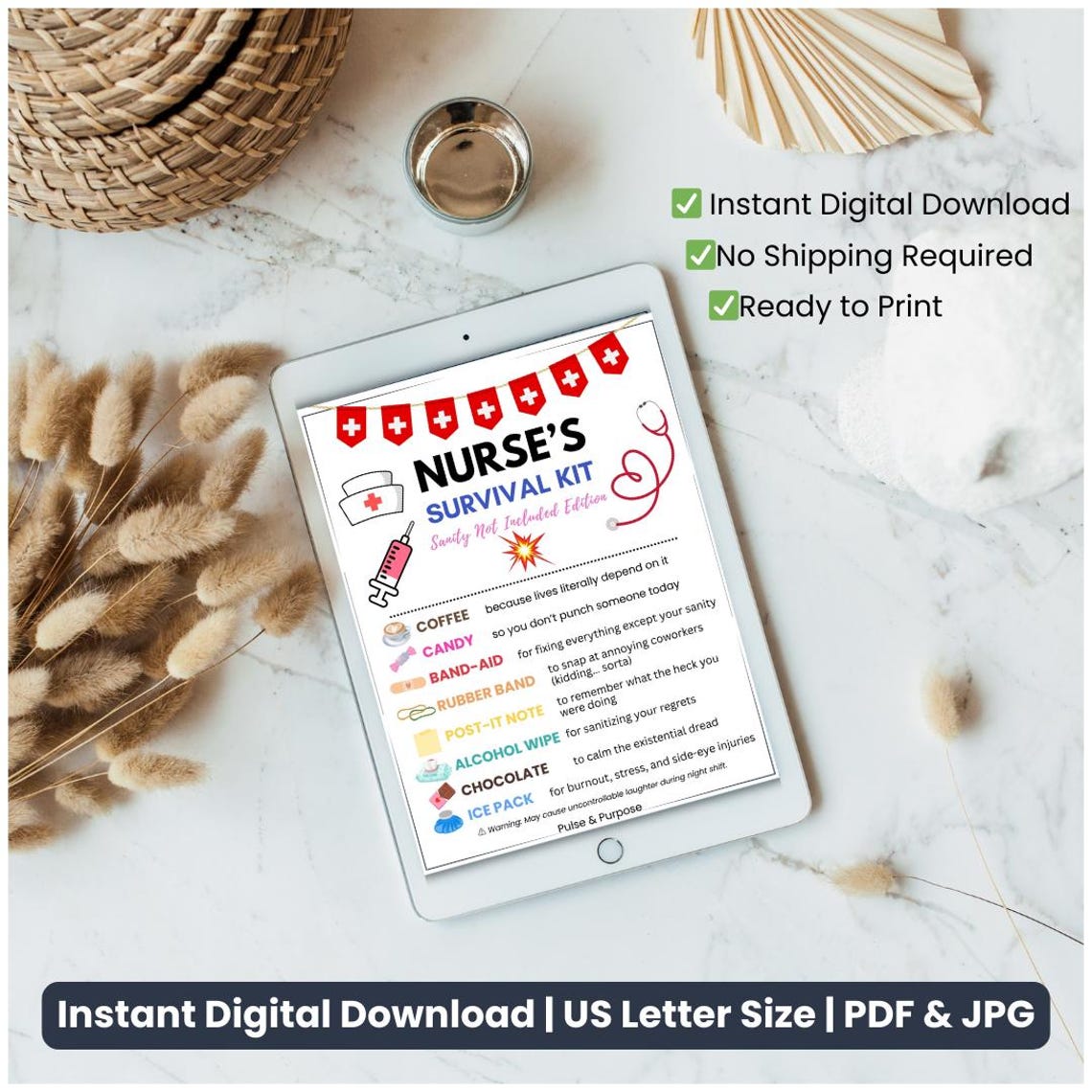 Printable Nurse Survival Kit: Classic Edition, Essentials Gift (PDF ...