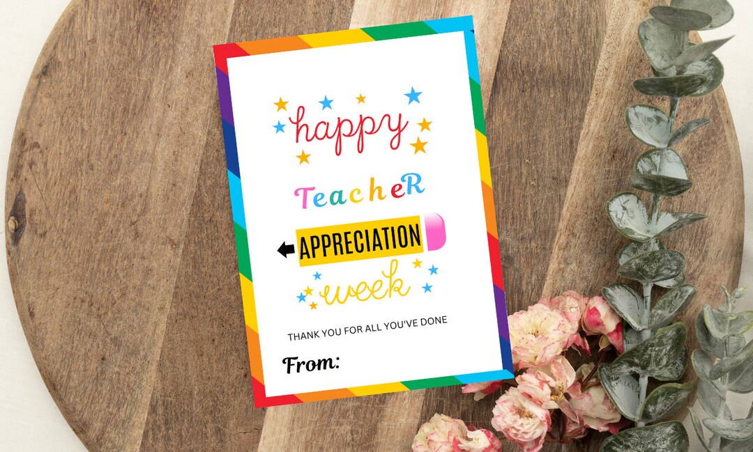 Happy Teacher Week Printable Card, Teacher Appreciation Week Thank You ...