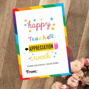 Happy Teacher Week Printable Card, Teacher Appreciation Week Thank You ...