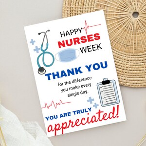 Happy Nurse Week Appreciation Printable Card - Nurse Thank You & Day ...