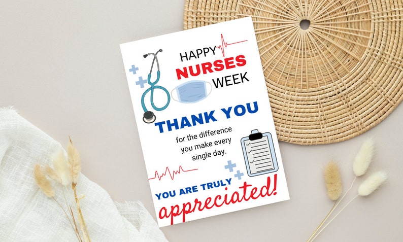 Happy Nurse Week Appreciation Printable Card - Nurse Thank You & Day ...