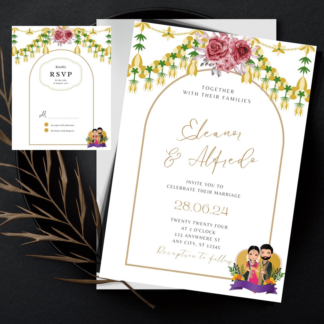 Customizable Elegant Indian Wedding Invitation| Digital Card| Celebrate ...