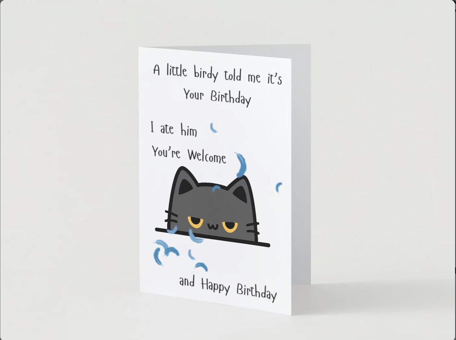 Funny Cat Birthday Card - Printable Animal Pun Card - Humorous Digital ...