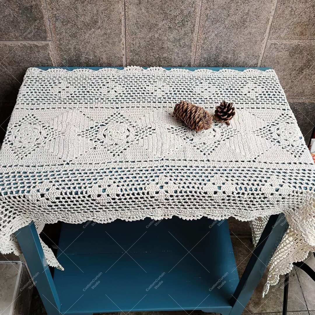 Handmade Crochet Table Runner, Lace Hollow Design, Rustic Vintage Style ...