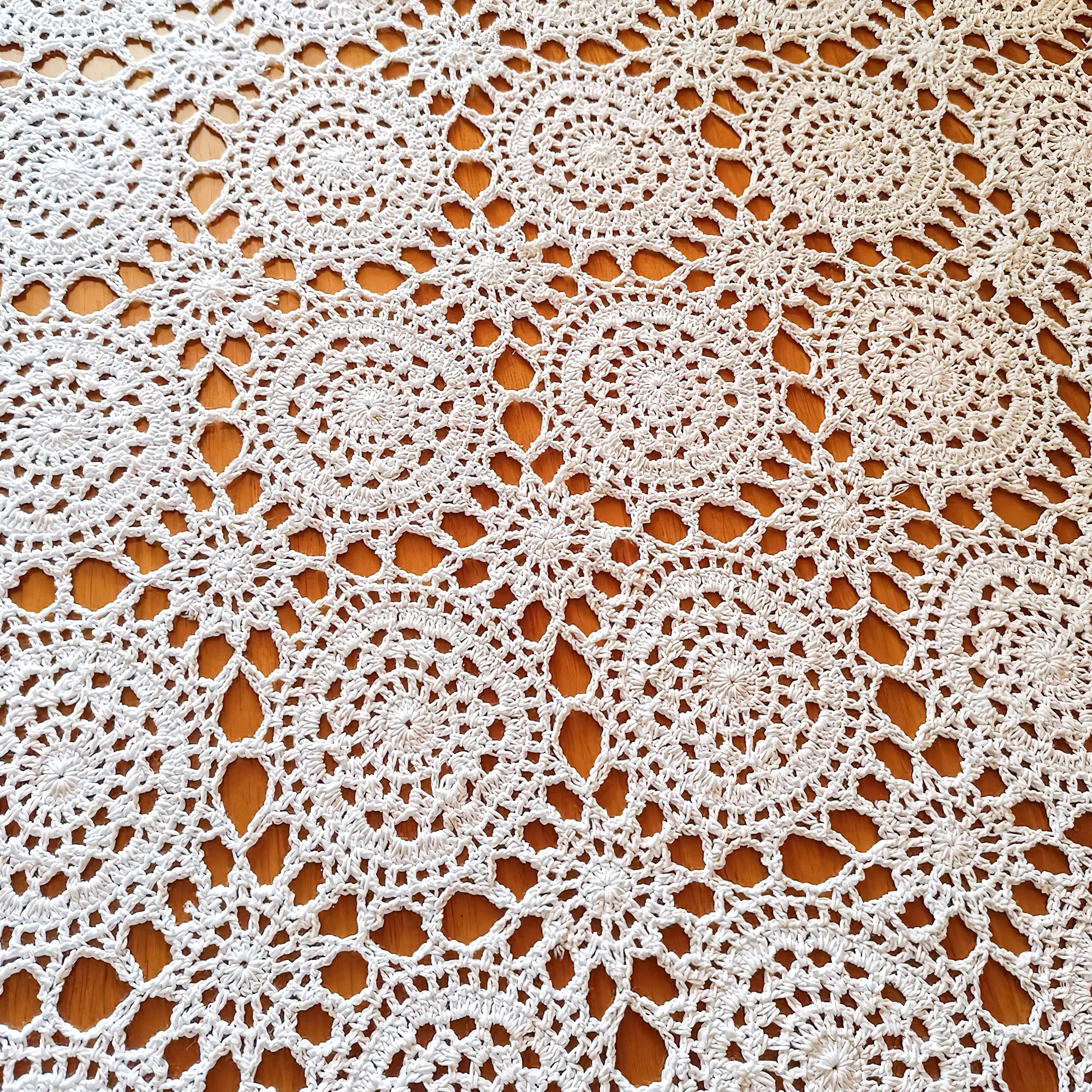 Handmade Crochet Tablecloth, Farmhouse Rectangular Circular Pattern ...