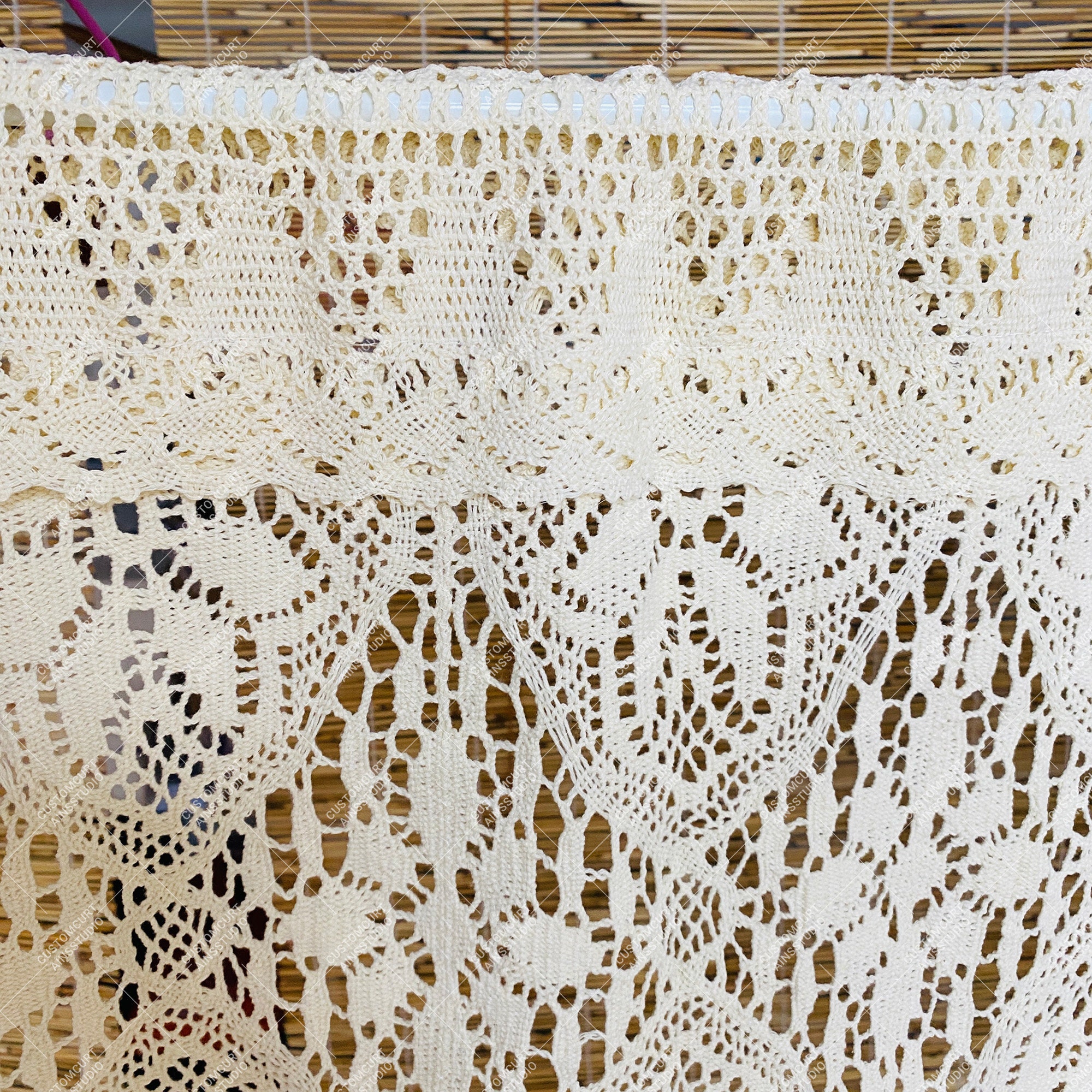 Crochet Doorway Curtains,flower Patter Kitchen Curtain Panels, Boho ...