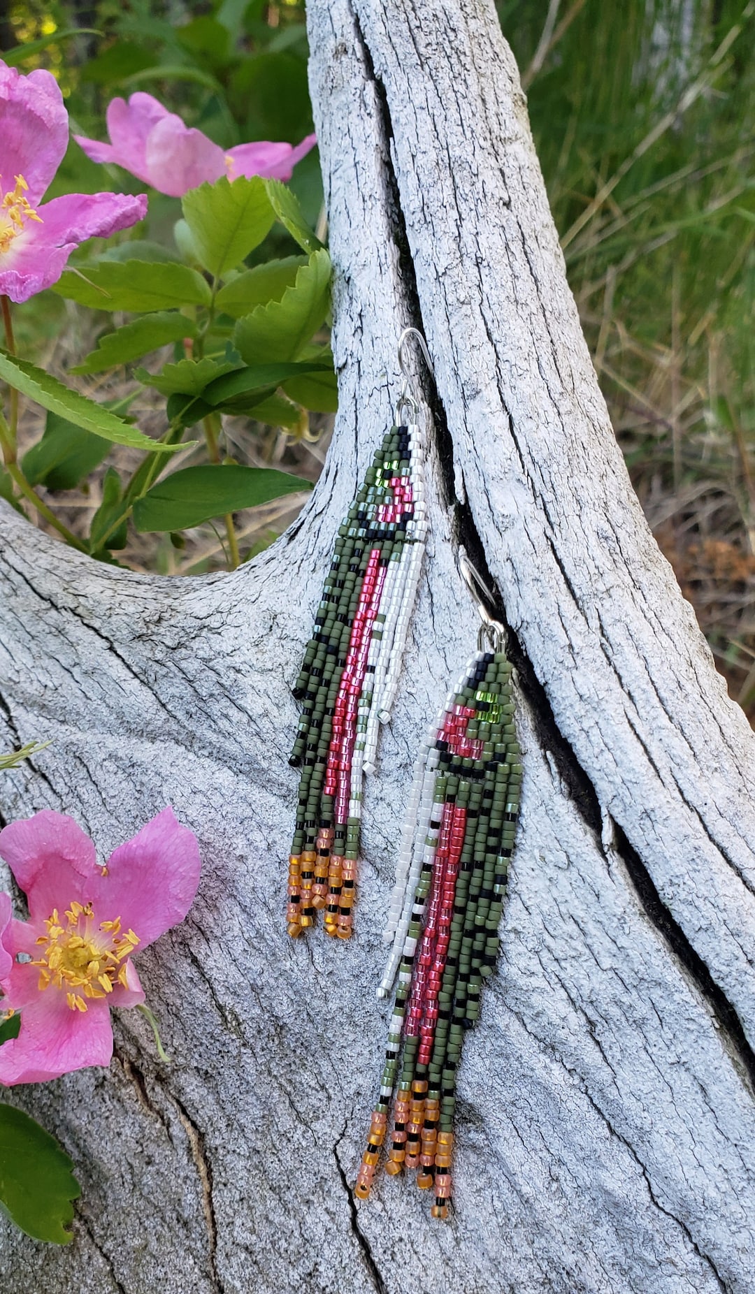 Steelhead Trout Earrings, Beaded: Coral Pink Fish Jewelry - Etsy