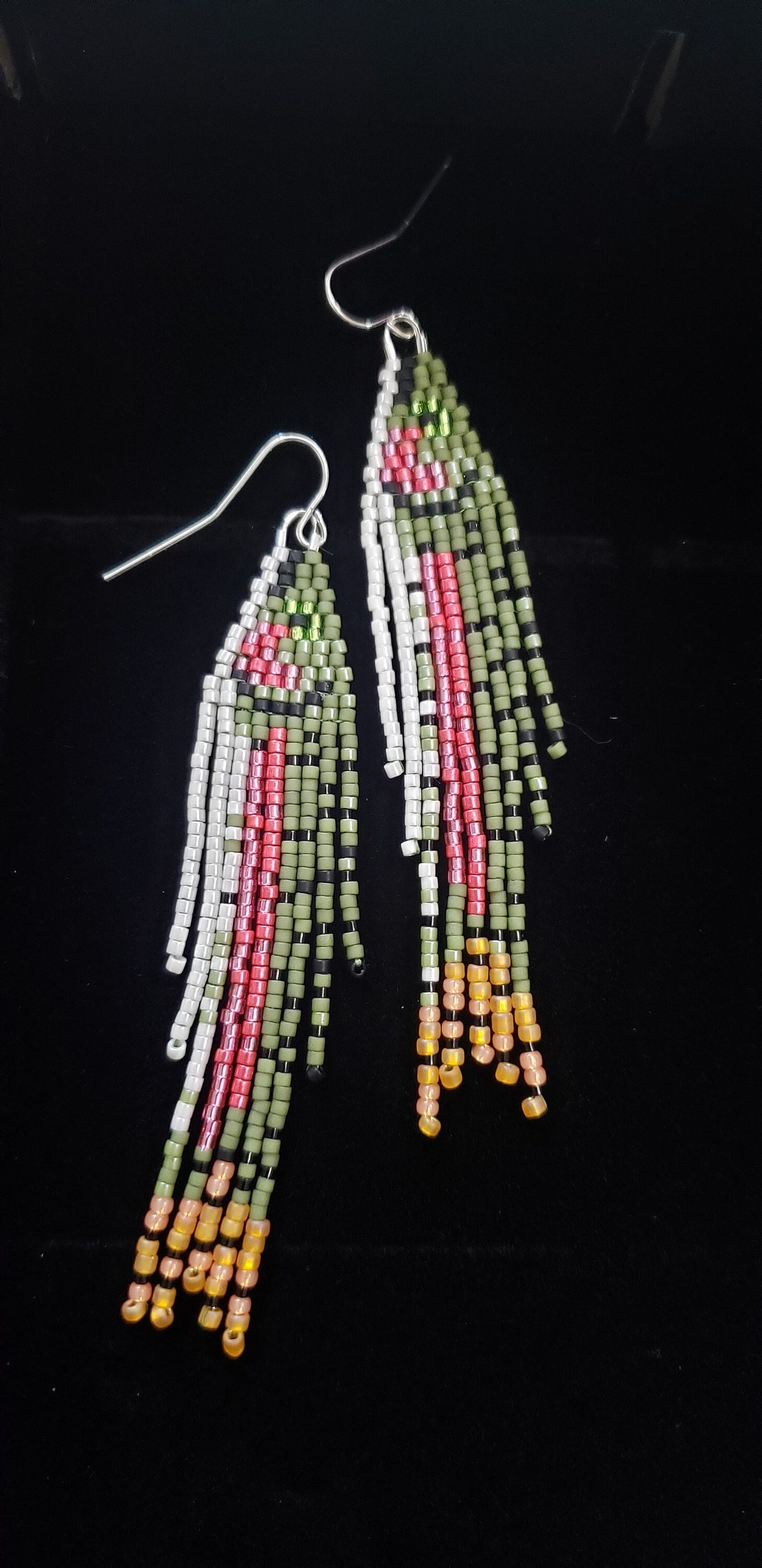 Steelhead Trout Earrings, Beaded: Coral Pink Fish Jewelry - Etsy