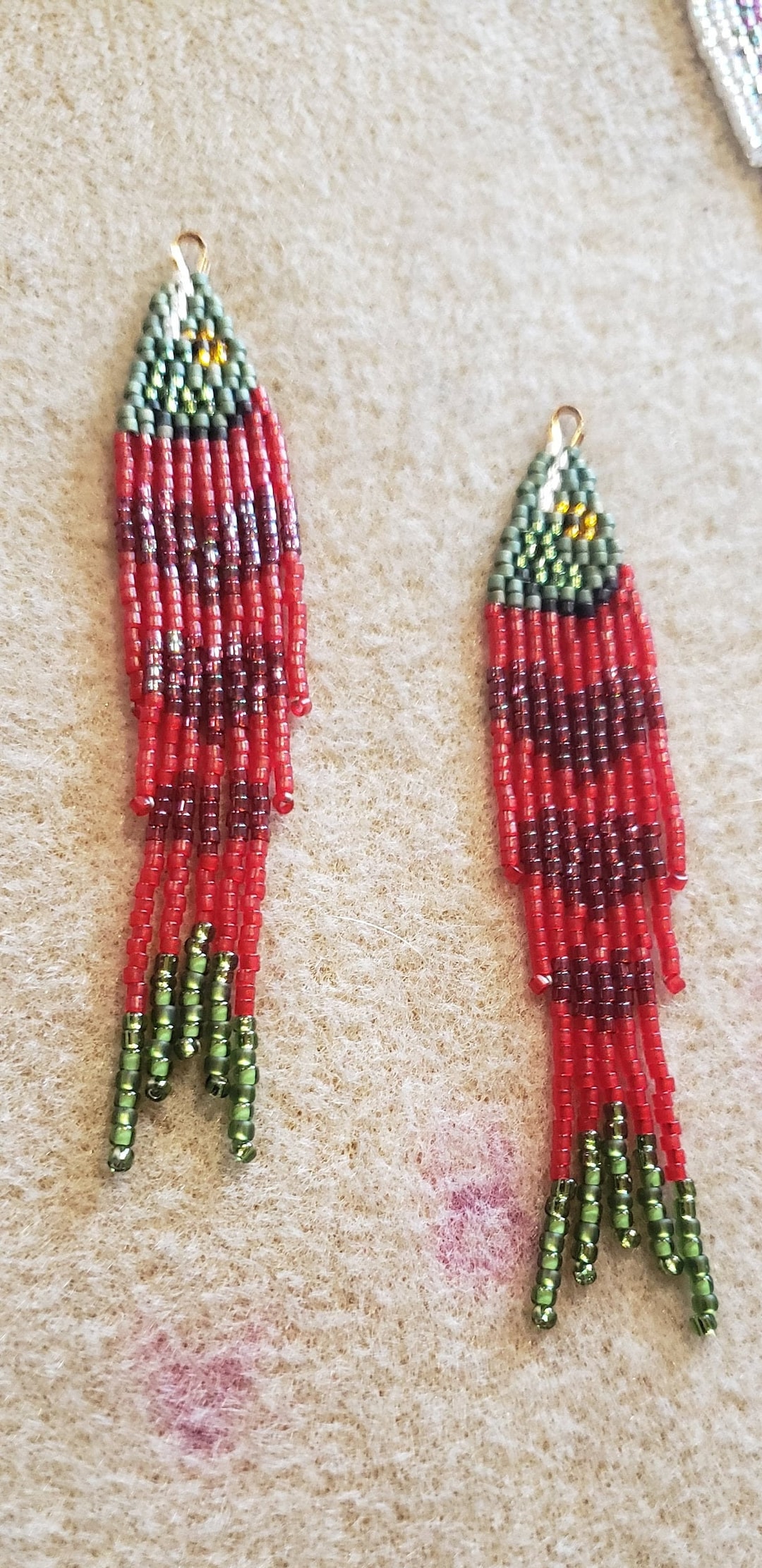 Beaded Salmon Earrings With Cranberry Heart Fish Jewelry (salmon Love ...