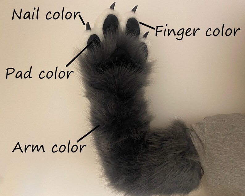 65cm Fursuit Paws Long Hand Arm Version Furry Gloves Animal Cosplay ...