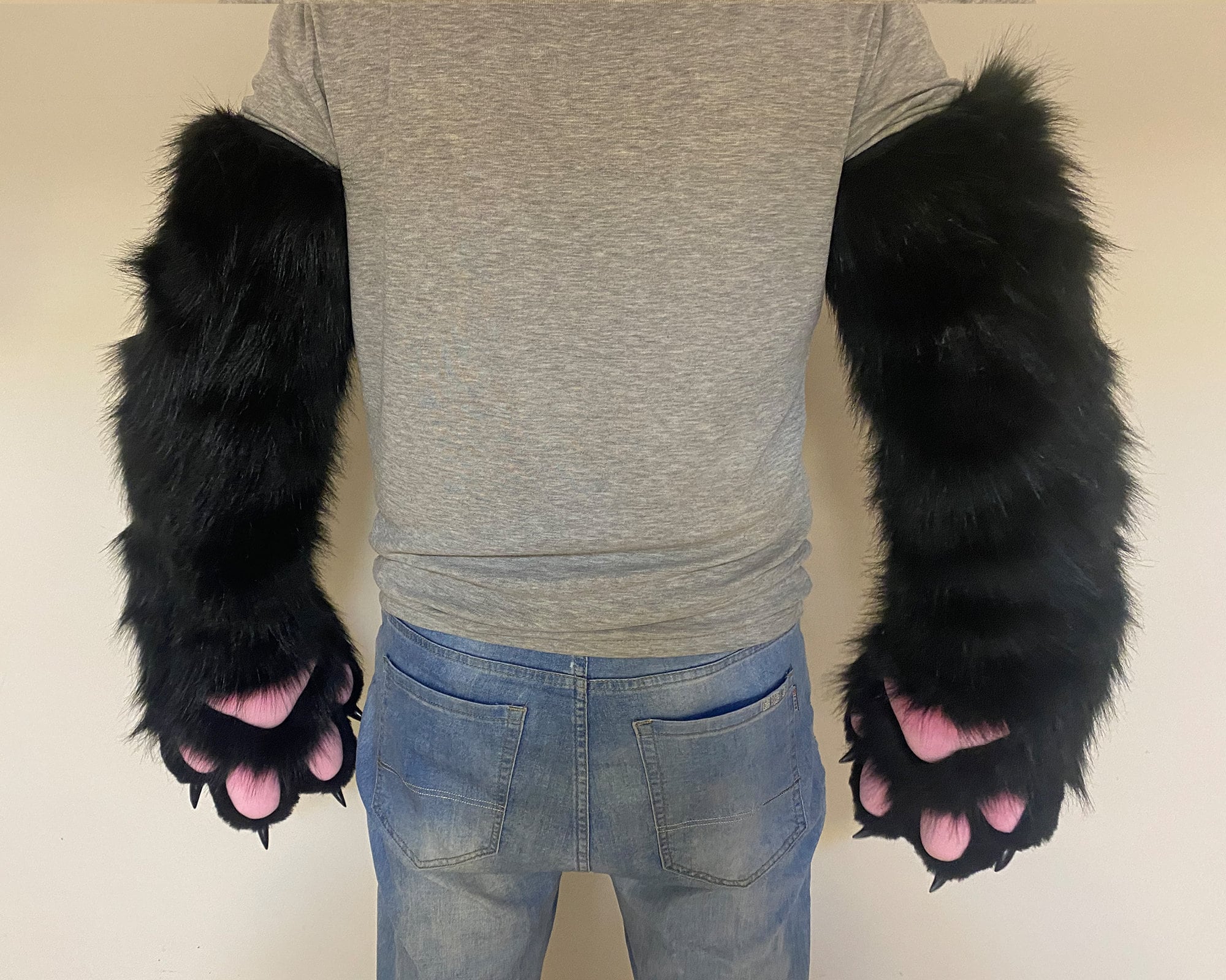 65 cm Fursuit patas versión brazo largo Guantes peludos animal cosplay ...
