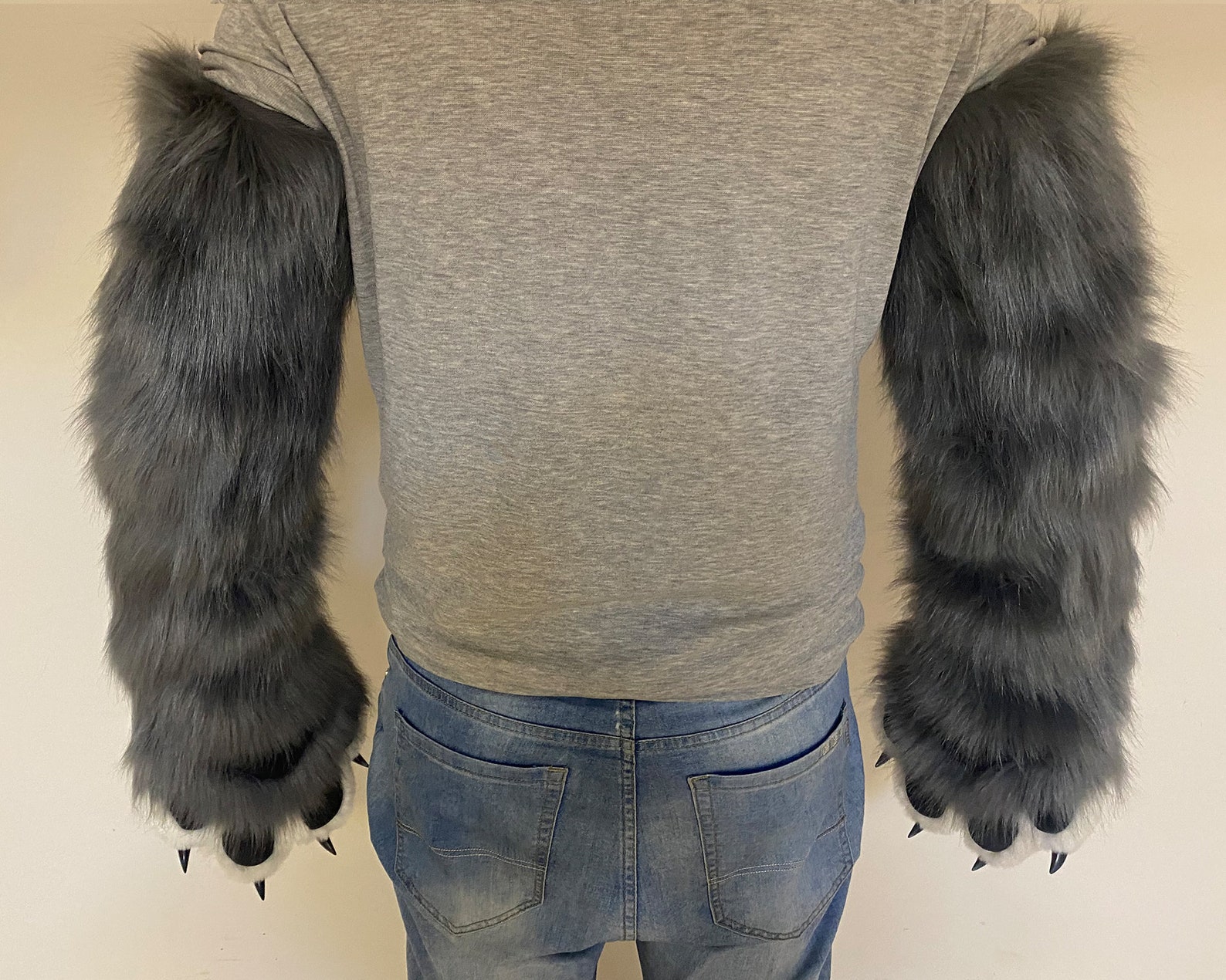 65cm Fursuit Paws Long Hand Arm Version Furry Gloves Animal Cosplay ...