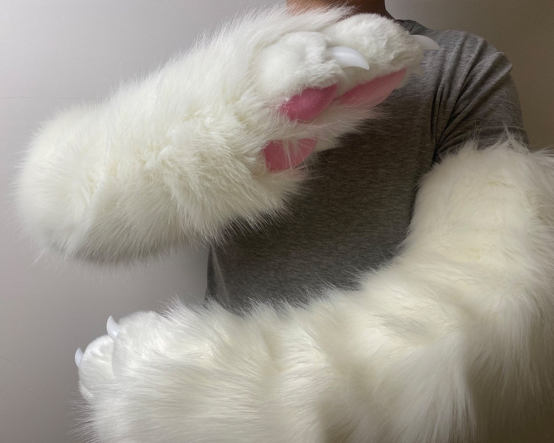 65cm Fursuit Paws Long Hand Arm Version Furry Gloves Animal Cosplay ...
