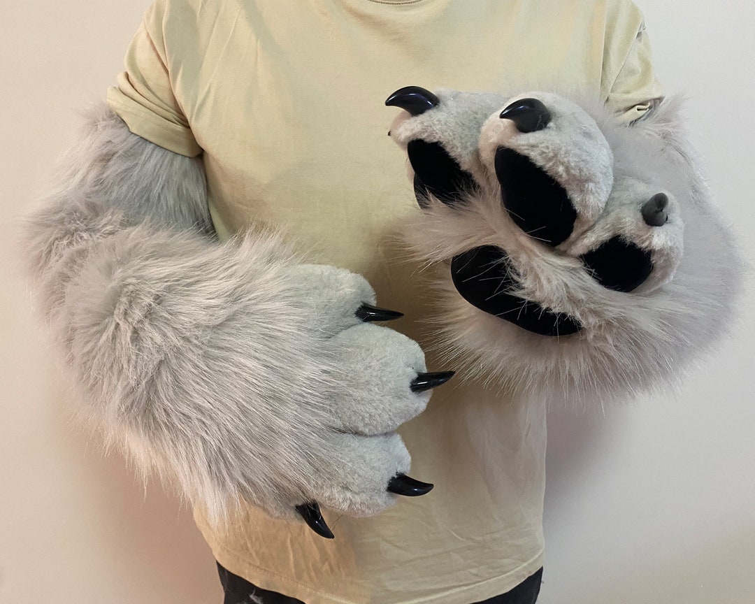 65cm Fursuit Paws Long Hand Arm Version Furry Gloves Animal Cosplay ...